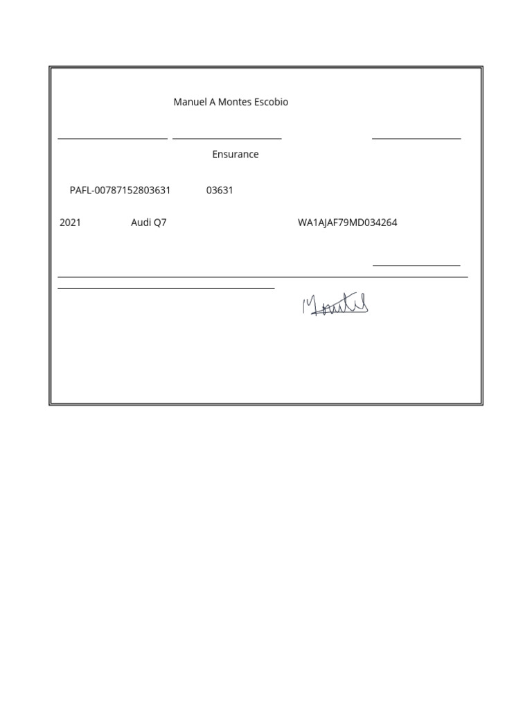Insurance Affidavit | PDF