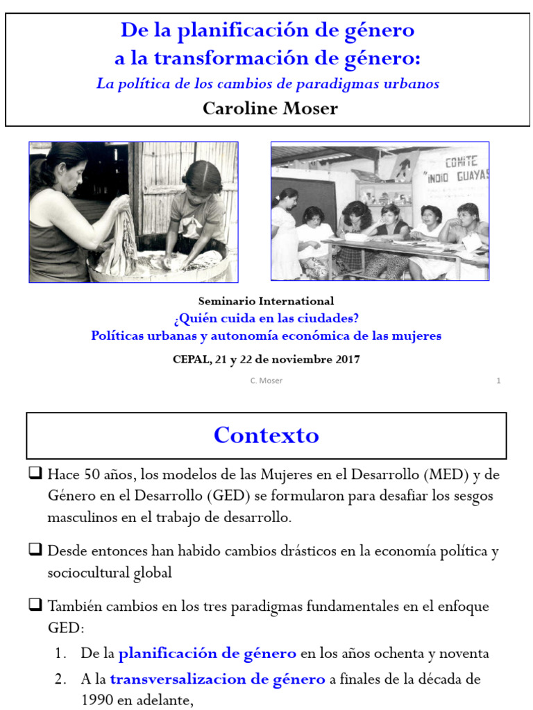 Caroline Moser | PDF | Incorporación de la perspectiva de género | Mujer