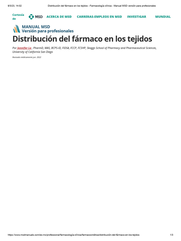 Distribución de fármacos en tejidos | PDF | Medicamentos con receta ...