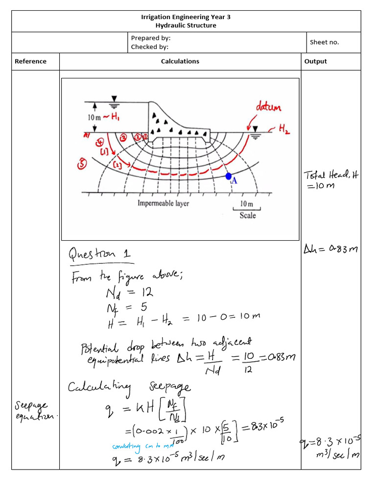 Worked Example Flow Nets | PDF