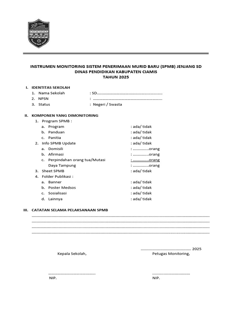 Instrumen SPMB 2025 | PDF