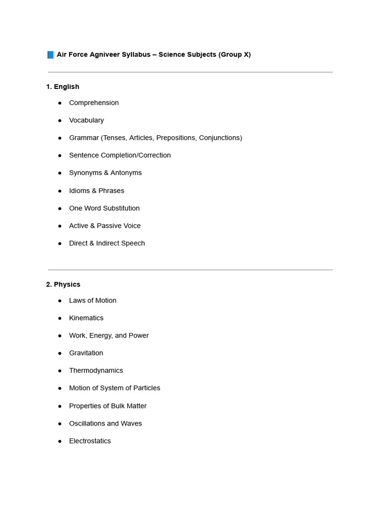 Airforce X Group All Syllabus | PDF