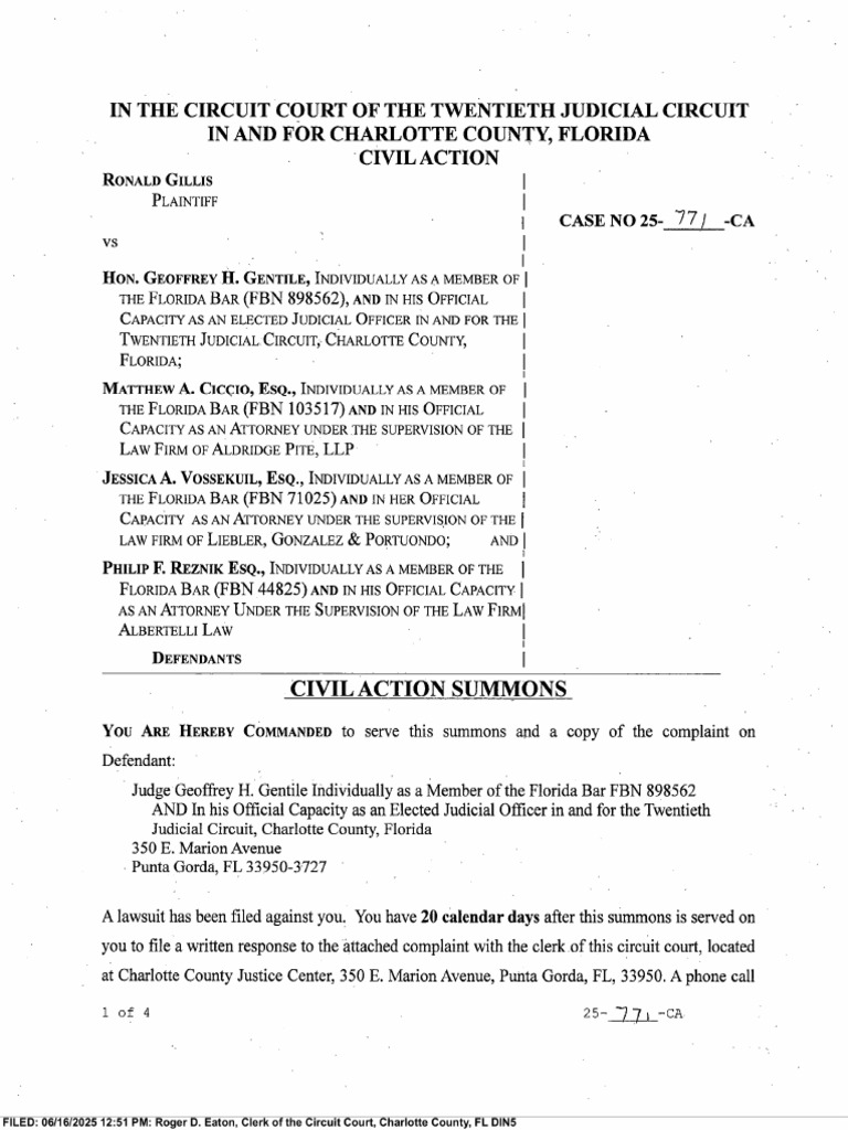 005 2025 0616 004 PLT Summons JudgeGeoffreyHGentile | PDF