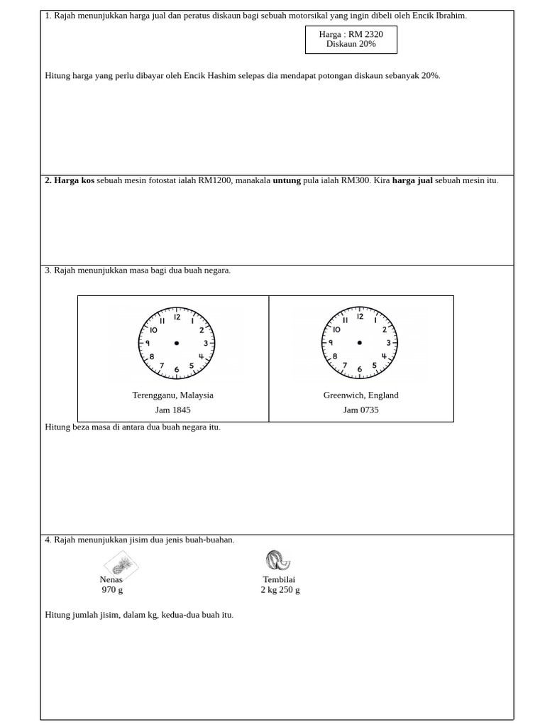 LATIHAN MATH TAHUN 6 - Diskaun | PDF