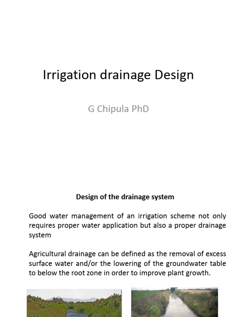 Topic 7 Irrigation Drainage Design | PDF | Drainage | Soil