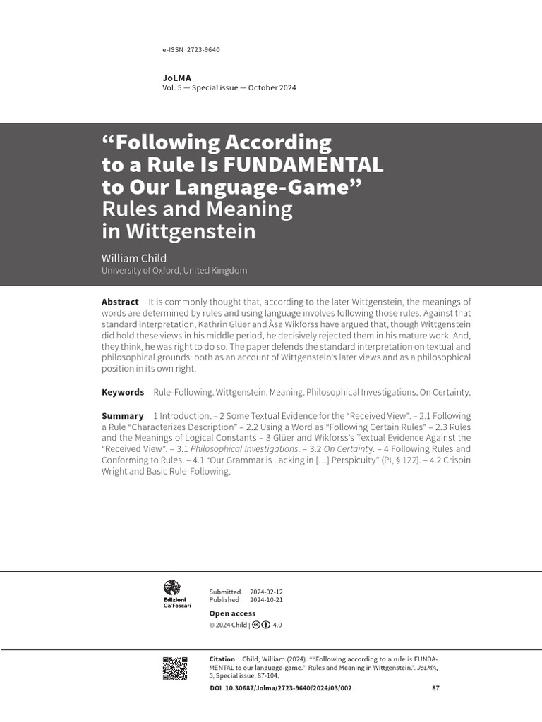 Following According To A Rule Is FUNDAMENTAL To Ou | PDF | Ludwig ...