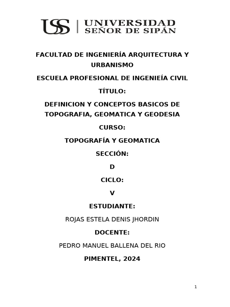 Definicion y Conceptos Basicos de Topografia, Geomatica y Geodesia | PDF | Geodesia | Geomática