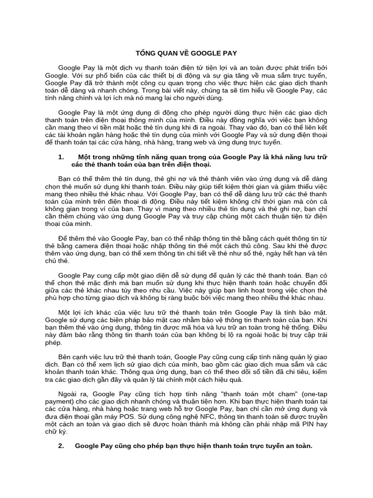 Tổng Quan Về Google Pay | PDF