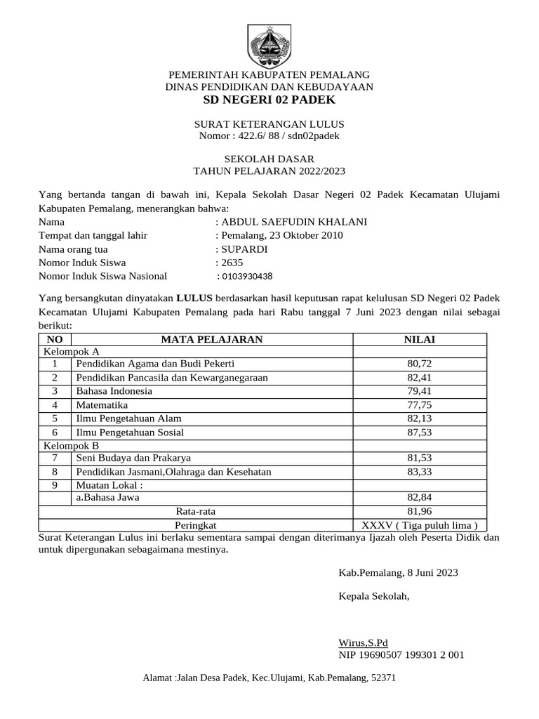 @@@contoh SKL 2021-Perub. Ke-4 | PDF