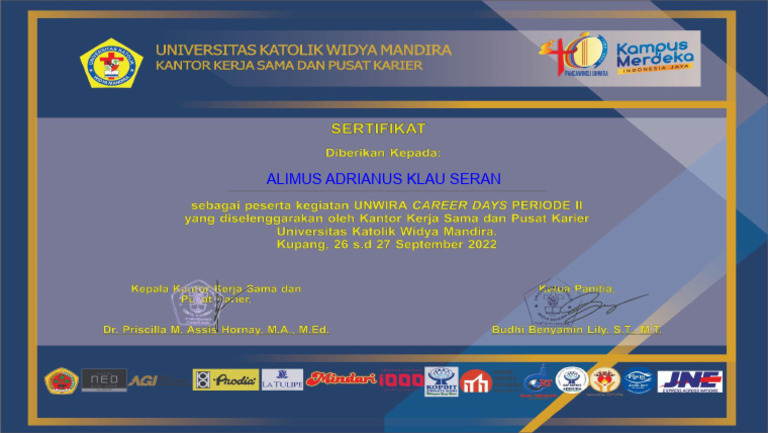 Sertifikat Ucd 2 Alimus Adrianus Klau Seran | PDF