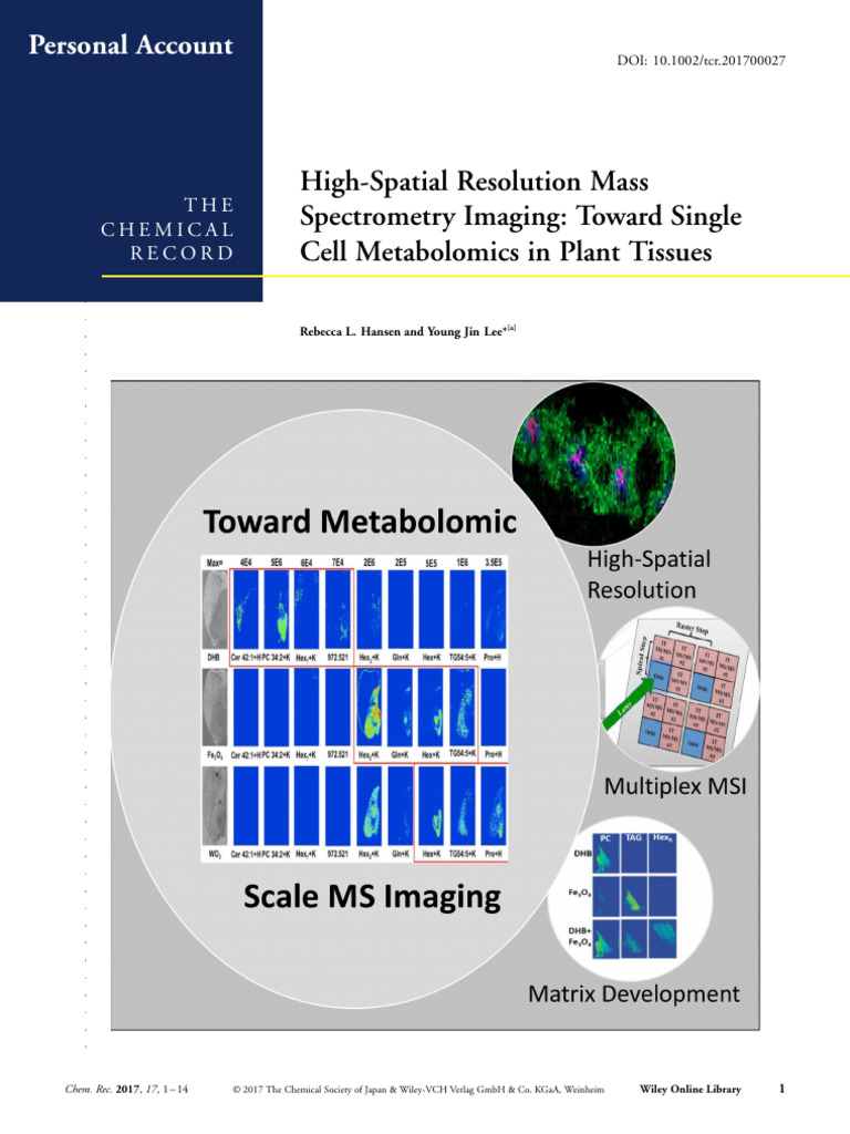 High-Resolution MSI for Plant Metabolomics | PDF | Metabolomics | Mass ...