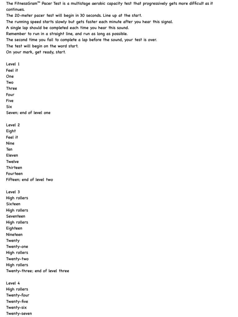 Fitnessgram Pacer Test | PDF | Tests | Physical Exercise
