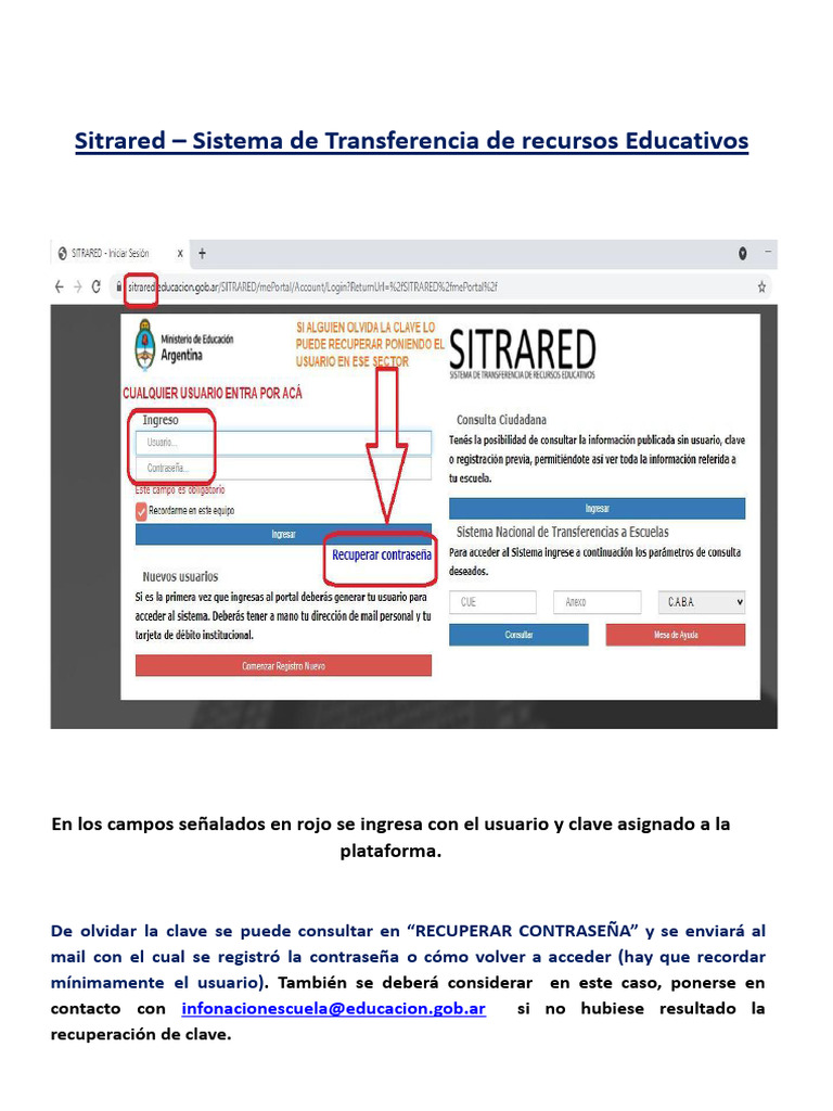 Instructivo SITRARED - Carga de Comprobantes. | PDF
