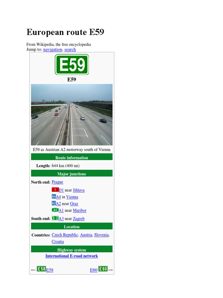 European Route E59 | PDF | Road Transport | Road Infrastructure
