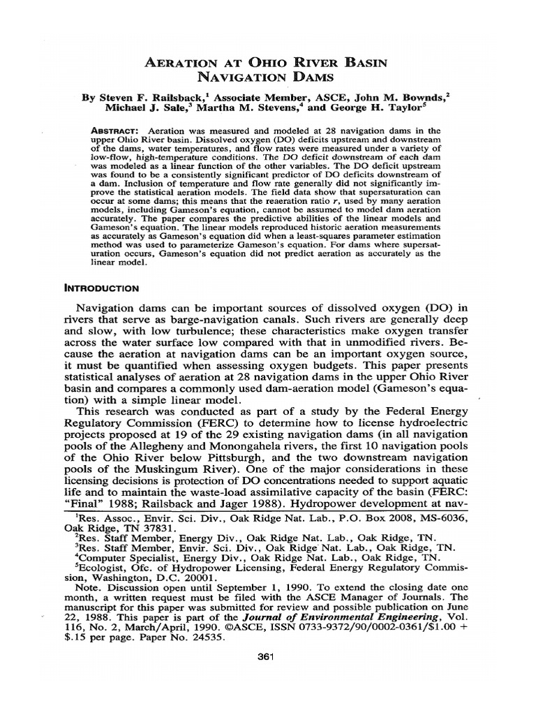 Gameson Reaeration Equation | PDF | Linear Regression | Dam