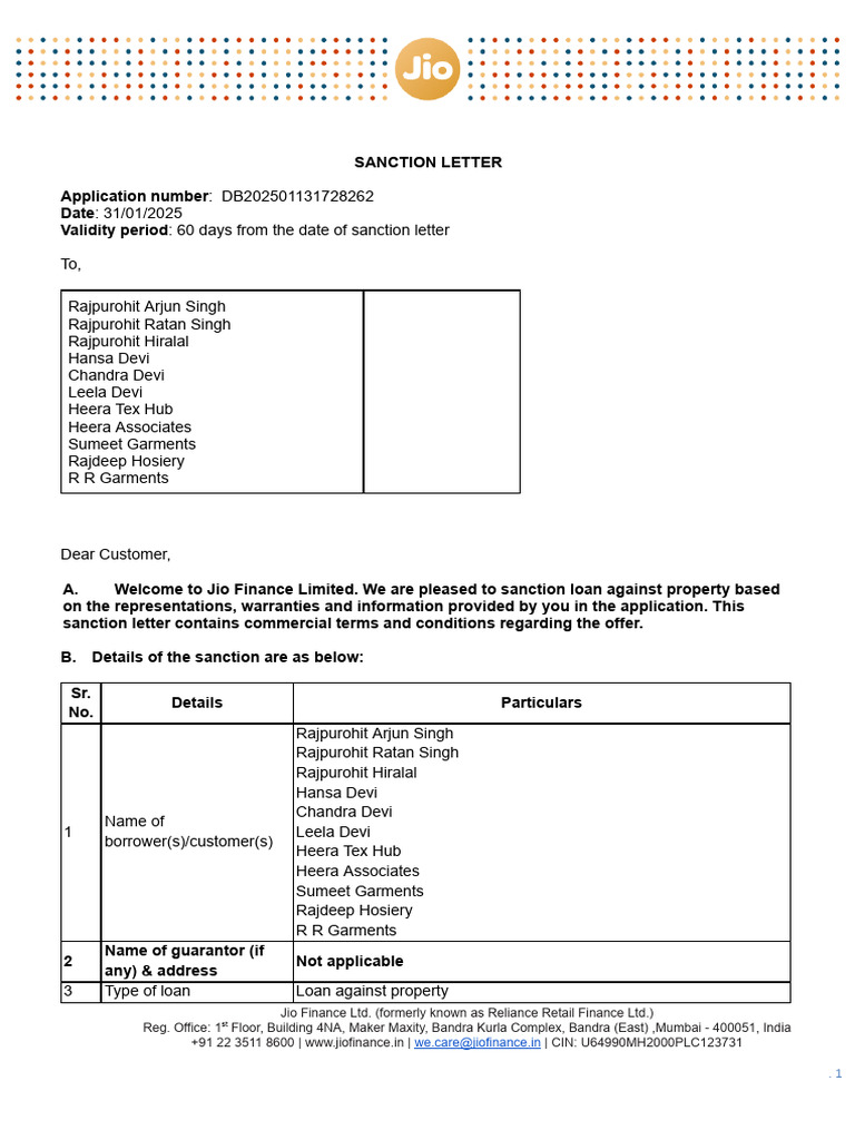 DB202501131728262 - LAP - Sanction Letter - DB202501131728262 | PDF ...