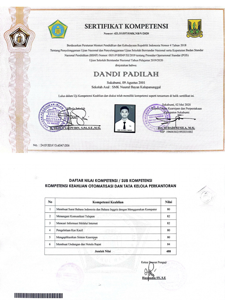 Sertifikat Kompetensi | PDF