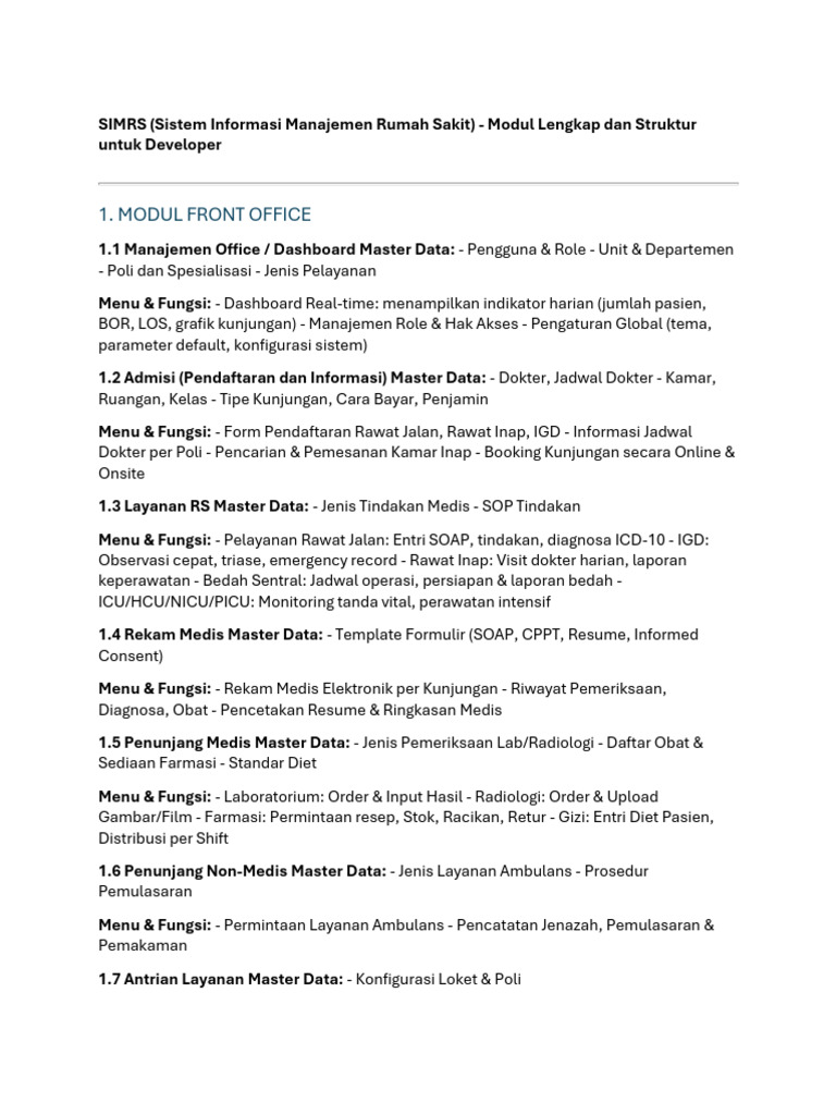 Simrs Modul Presentasi 1 | PDF