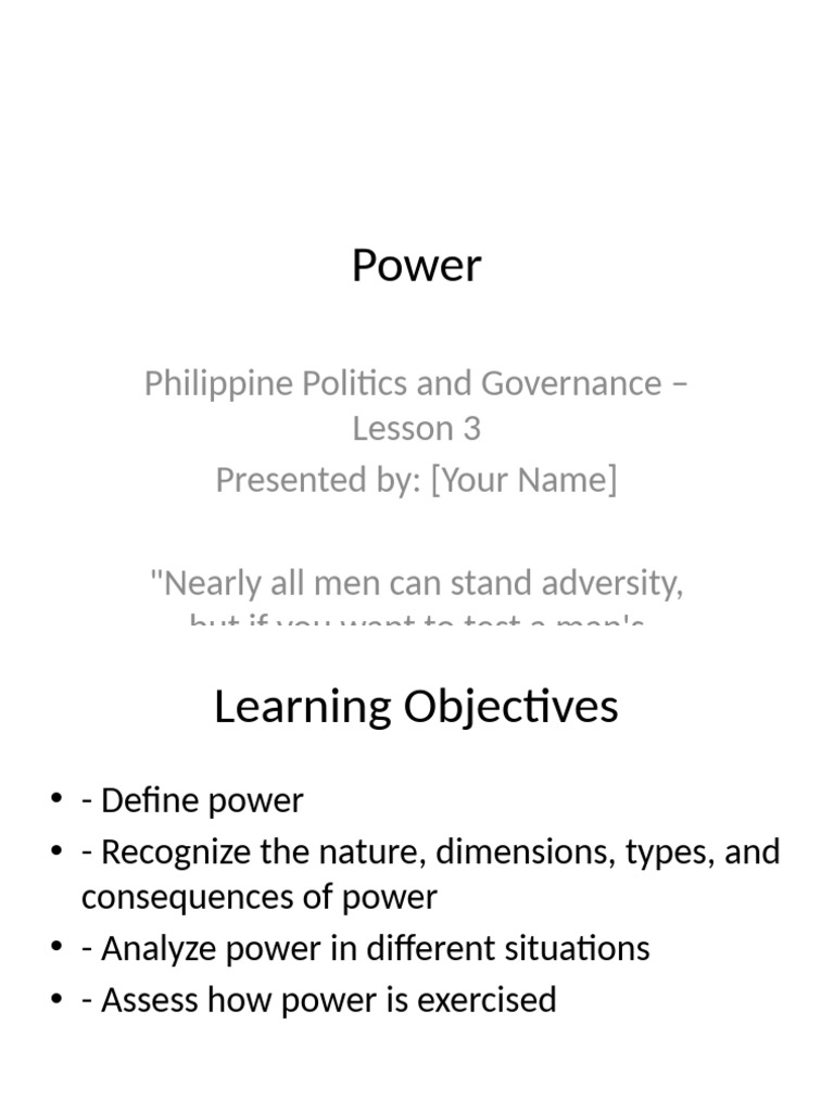 Lesson3 Power Presentation | PDF | Power (Social And Political) | Liberal Arts Education