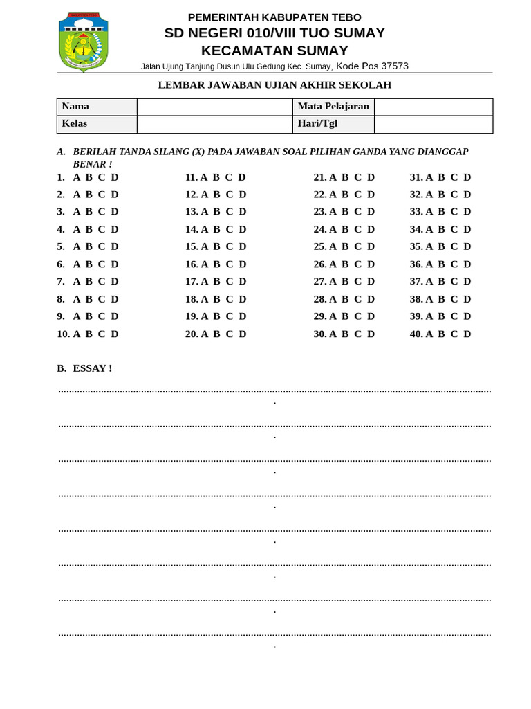 Lembar Jawaban Uas | PDF