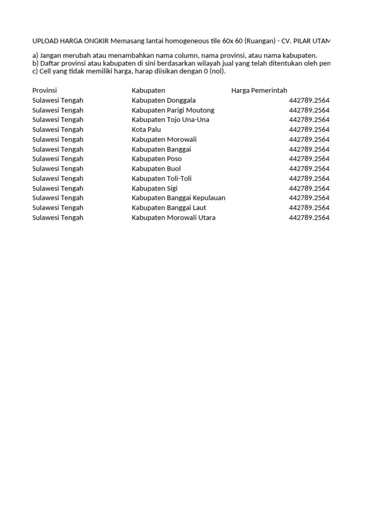 Harga Ongkir Lantai Homogeneous Tile | PDF