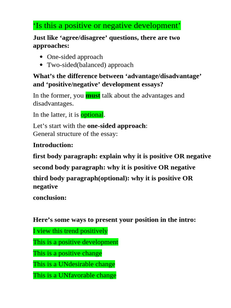 Positive or Negative Development | PDF