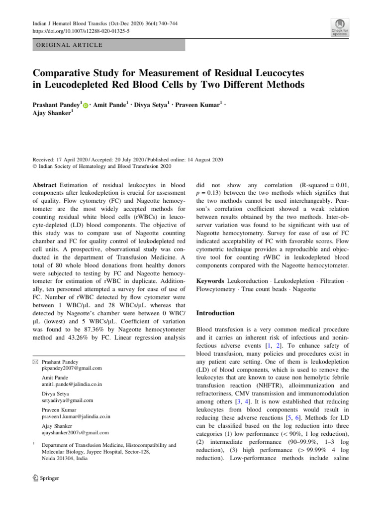 2020 Article 1325 | PDF | Blood Transfusion | White Blood Cell