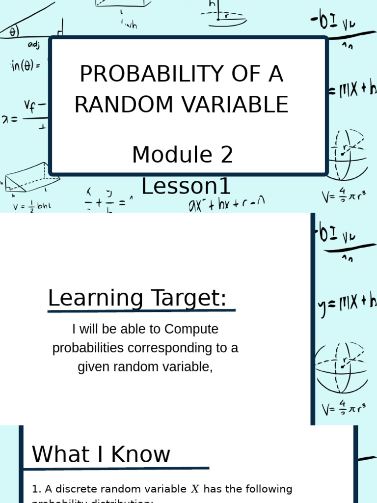 Probability of A Random Variable | PDF | Probability Distribution | Random Variable