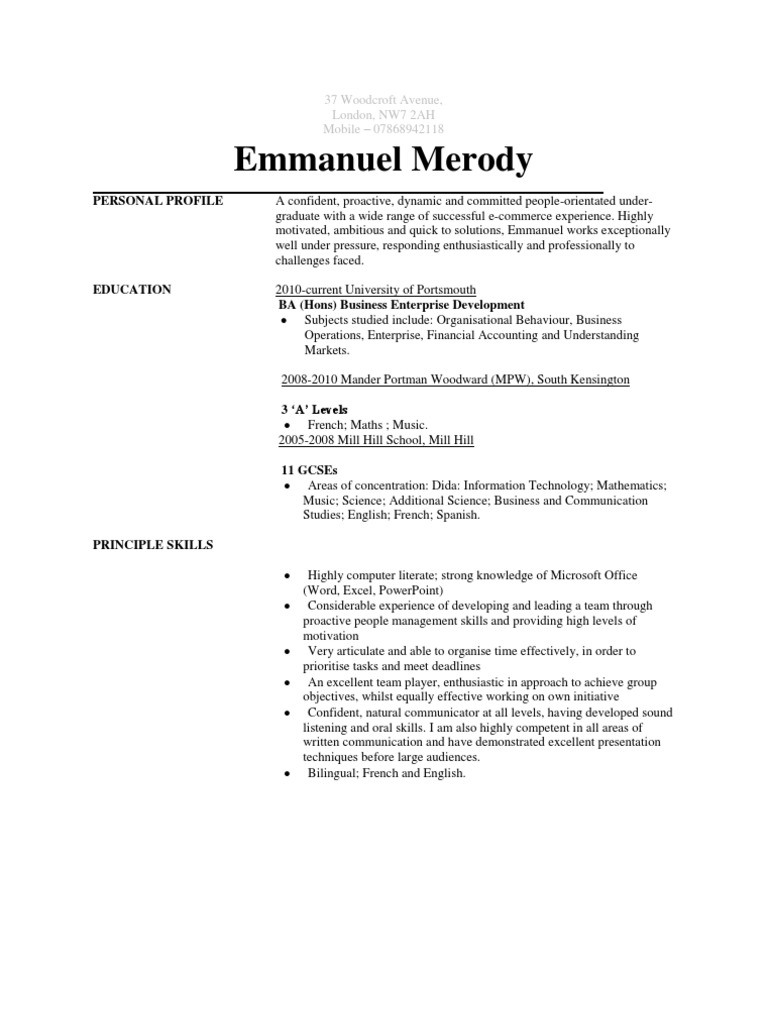 Emmanuel CV | PDF | Entrepreneurship | E Commerce