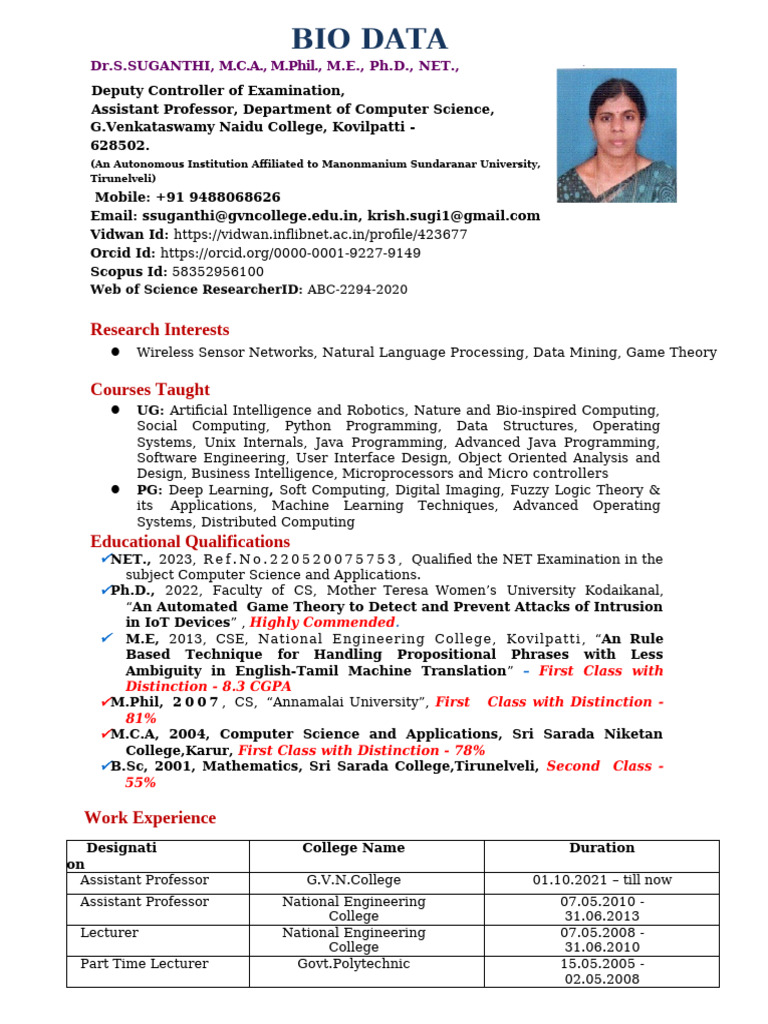 Dr.S.suganthi Pofile Updateed | PDF | Artificial Intelligence | Intelligence (AI) & Semantics