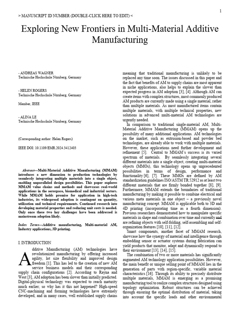 Exploring New Frontiers in Multi-Material Additive Manufacturing | PDF