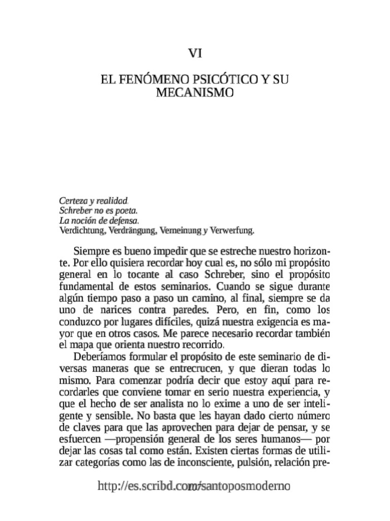 Lacan J. 1955 6 El Fen Meno Psic Tico y Su Mecanismo | PDF