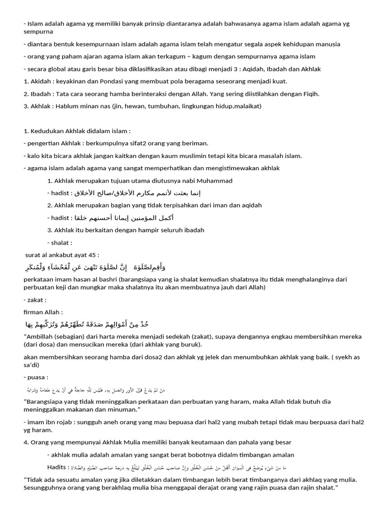 Akhlak dalam Islam: Pondasi Utama Iman | PDF