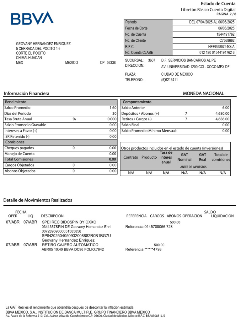 Estado de Cuenta | PDF | Bancos | Industrias de servicio