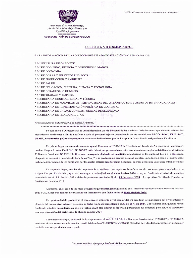CIRCULAR C-Ss.E.P. #5-2023 | PDF