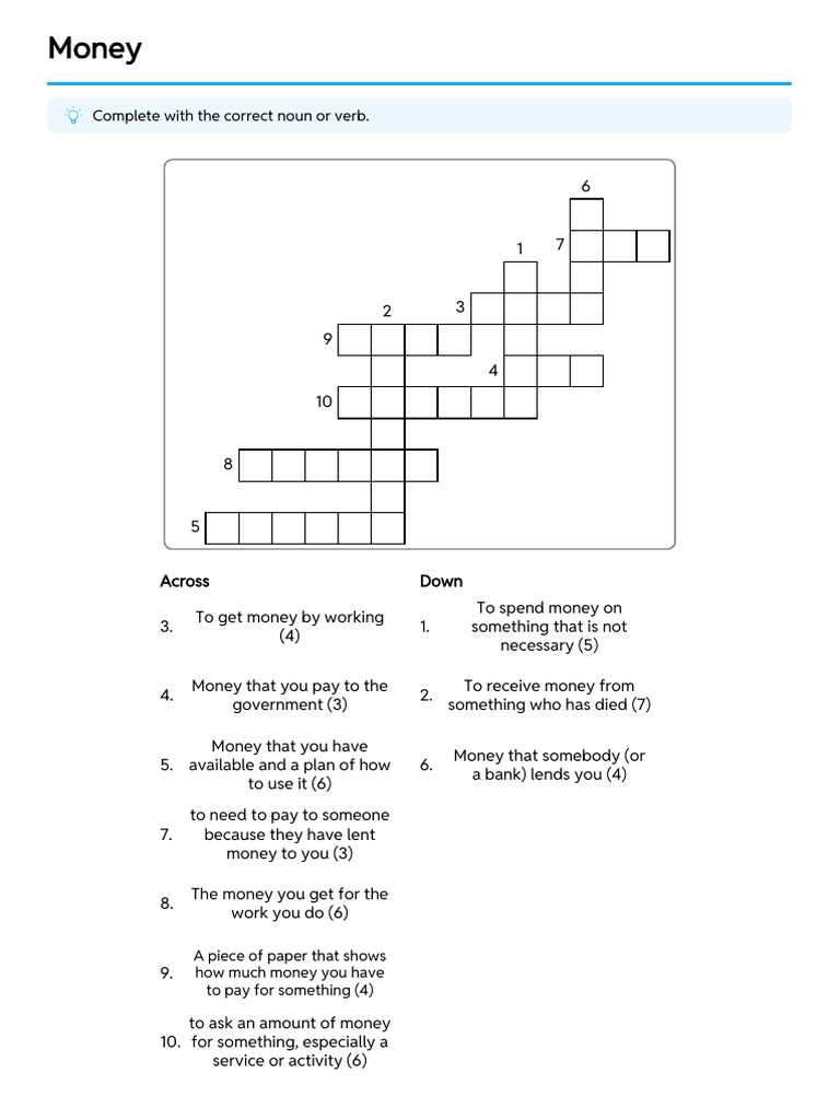 Money Crossword Clues Explained | PDF