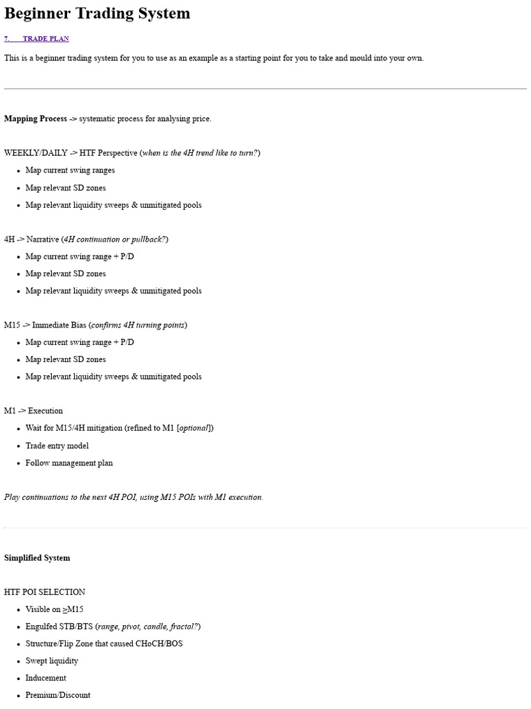 Beginner Trading System - HTML | PDF