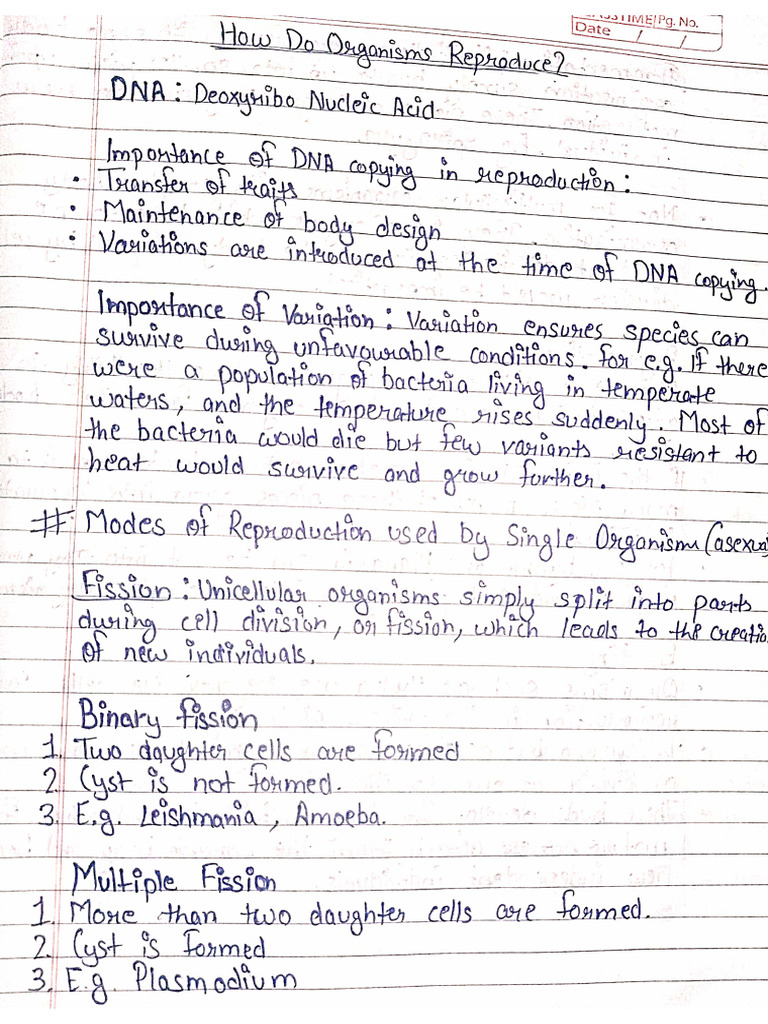 How Do Organisms Reproduce - Notes. | PDF