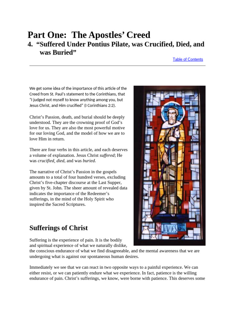 Part One Article 4 of The Apostles Creed | PDF | Jesus | Crucifixion Of ...