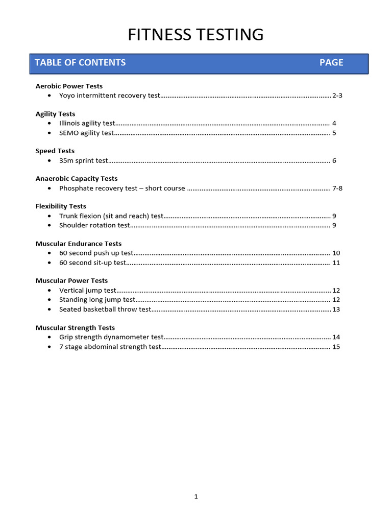 Fitness Tests + Protocols | PDF