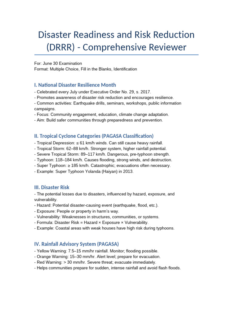 DRRR Reviewer Complete | PDF | Tropical Cyclones | Hazards