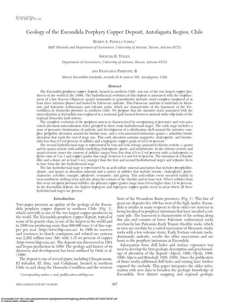 Geology of Escondida Copper Deposit | PDF | Fault (Geology) | Petrology