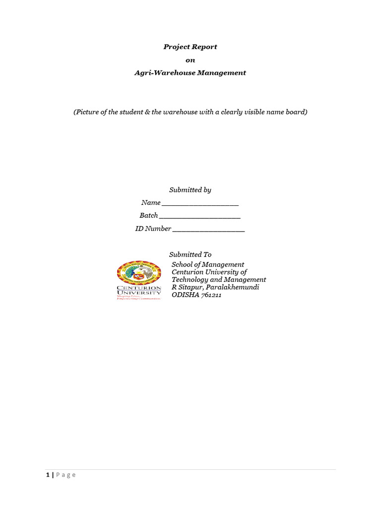 Agri-Warehouse Management Report | PDF | Warehouse | Firefighting