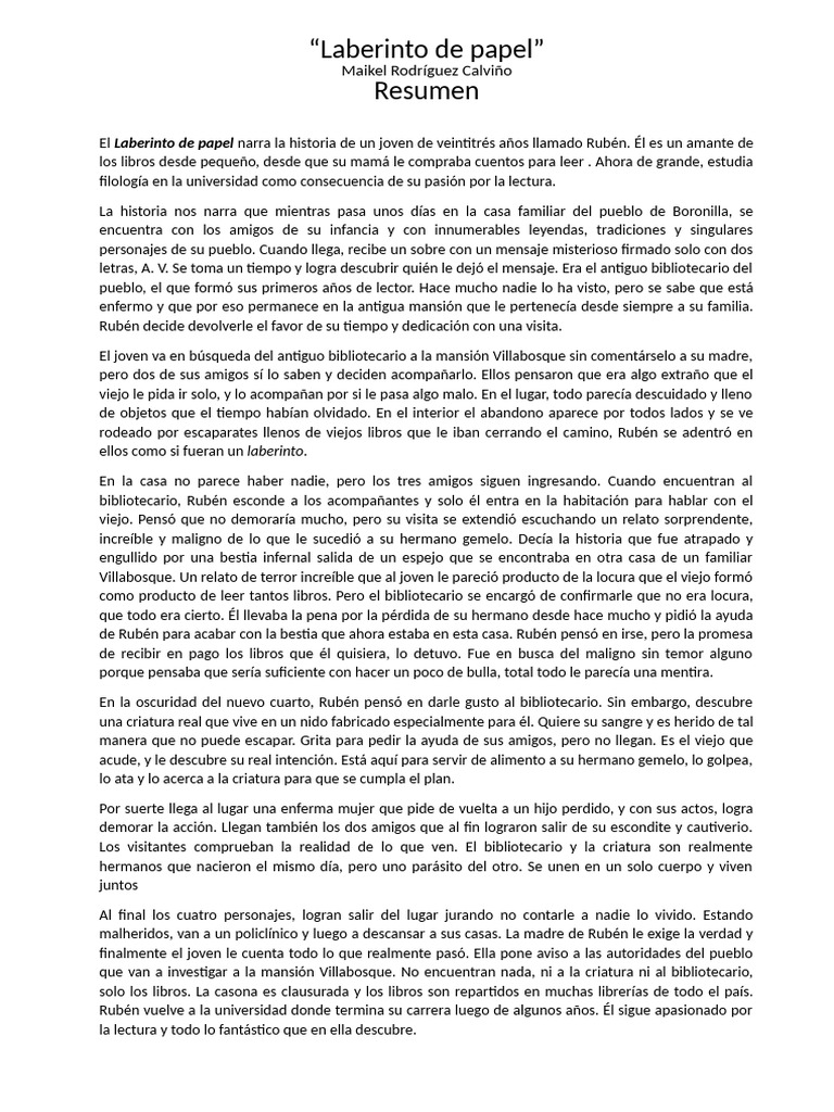 Laberinto de Papel: Un Viaje Literario | PDF
