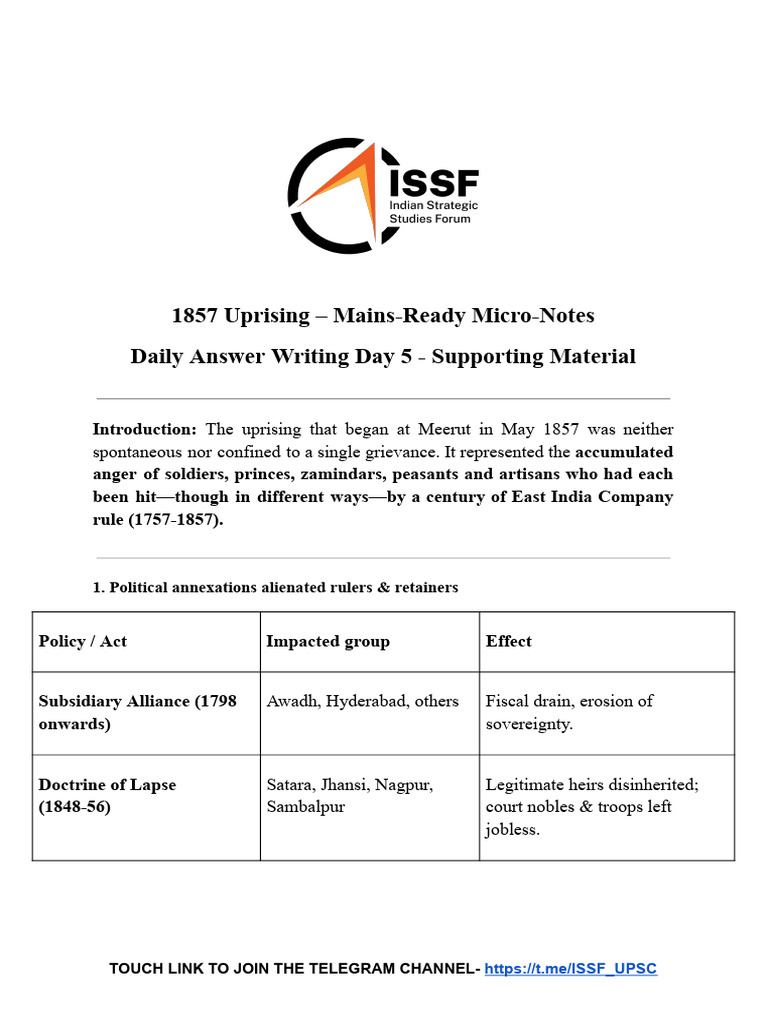 Causes of the 1857 Uprising Explained | PDF | Indian Rebellion Of 1857 ...