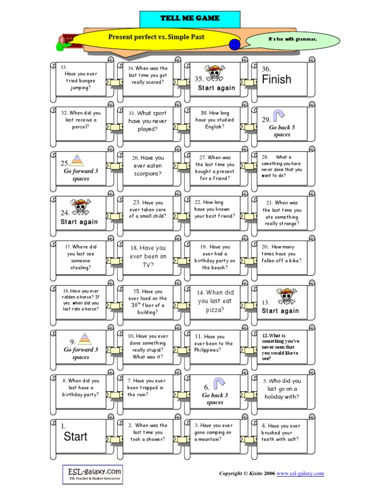 Present Perfect Past Simple Boardgame | PDF