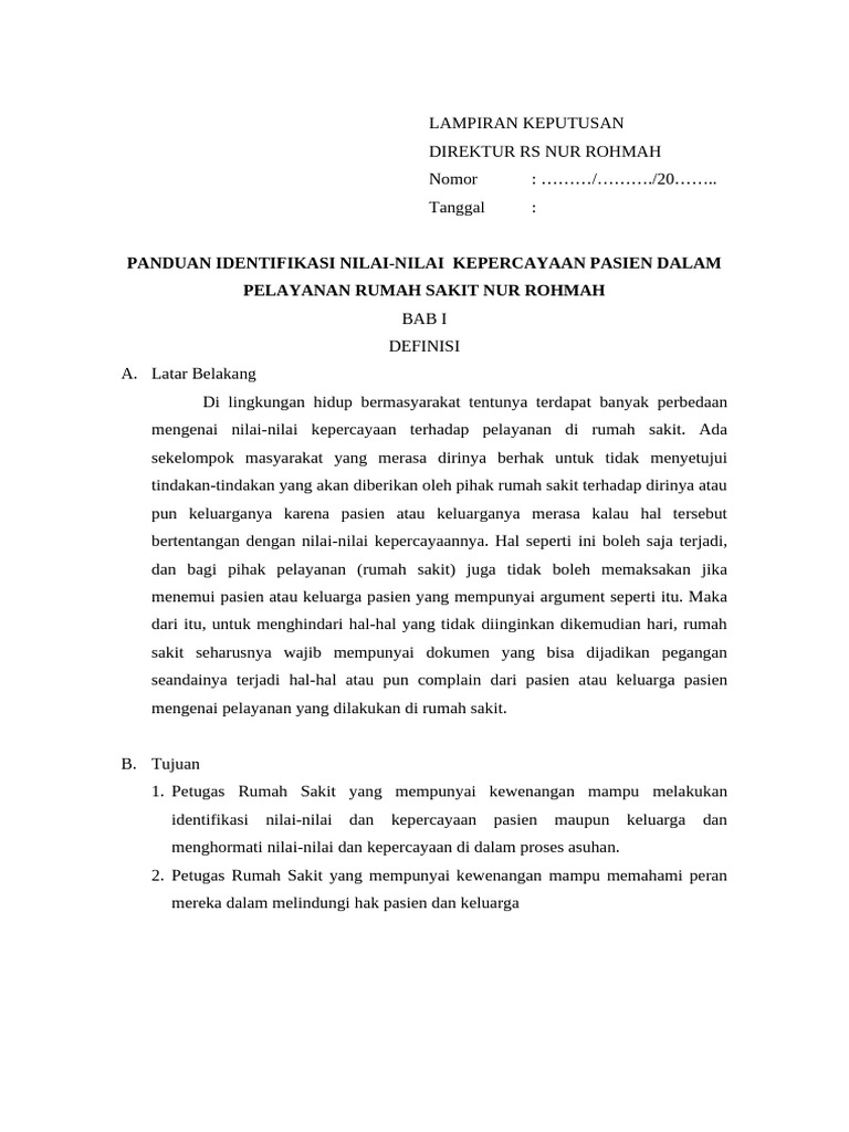 Identifikasi Kepercayaan Pasien RS Nur Rohmah | PDF