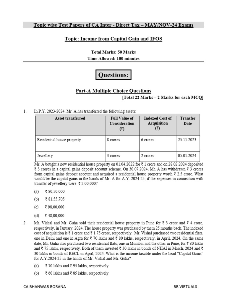 Capital Gain & IFOS - Paper | PDF | Capital Gains Tax | Capital Gain