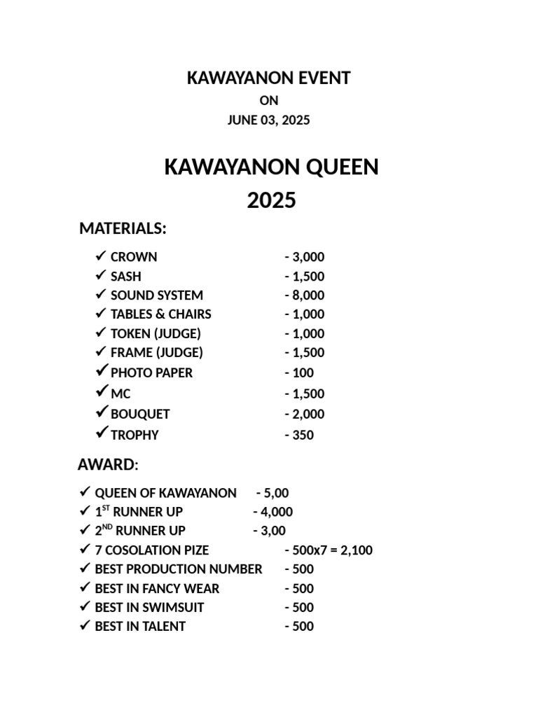 Kawayanon Event 2025 | PDF