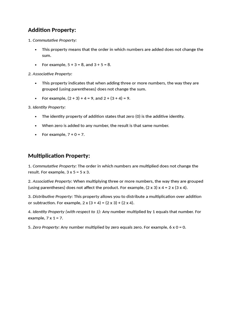 Addition Property | PDF
